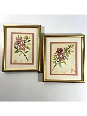 Wall Decor | 2 Verla Brown Original Watercolor Painting Signed Asian ...